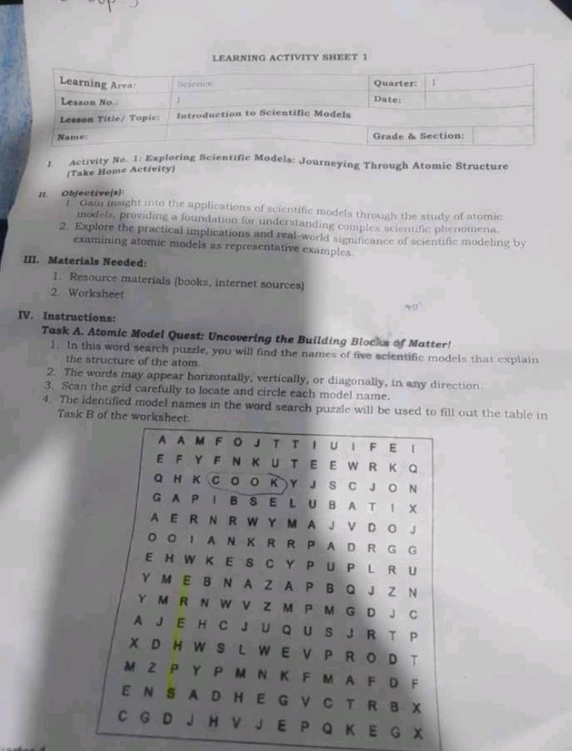 LEARNING ACTIVITY SHEET 1 1 Activity No 1 | StudyX