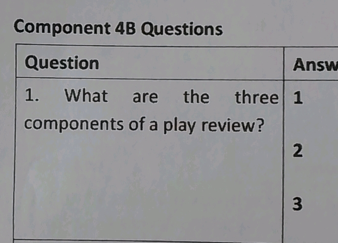Component 4B Questions Question Answ 1 | StudyX
