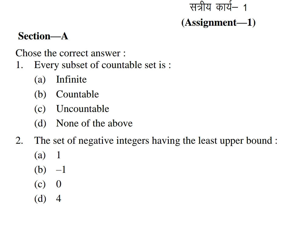 - 1 (Assignment-1) Section-A Chose the | StudyX