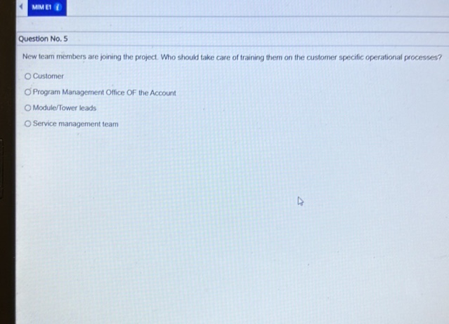 MMCE 1 Question No 5 New team members are | StudyX