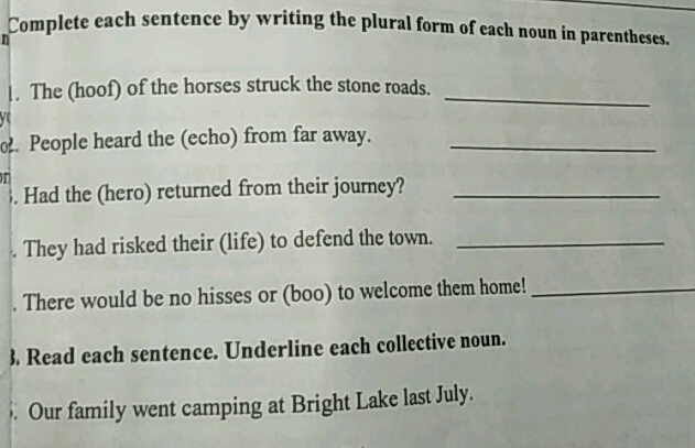 Complete each sentence by writing the | StudyX