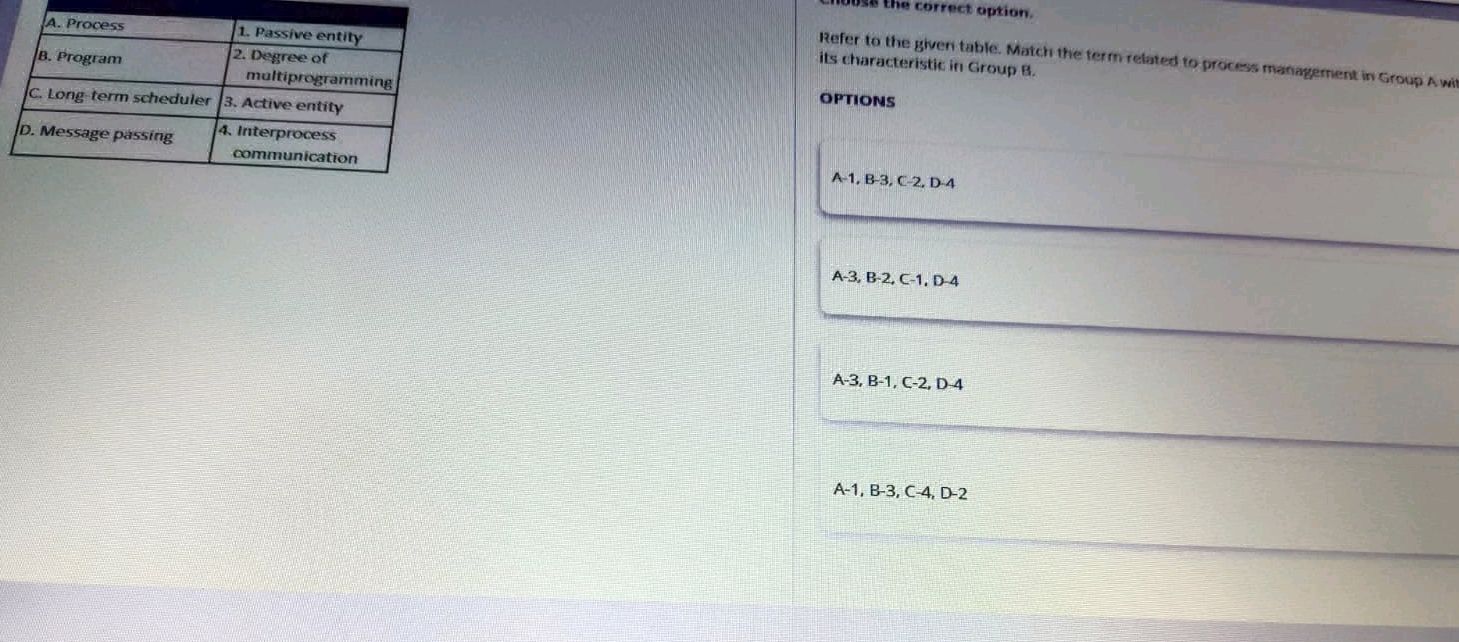 A Process 1 Passive entity B Program | StudyX