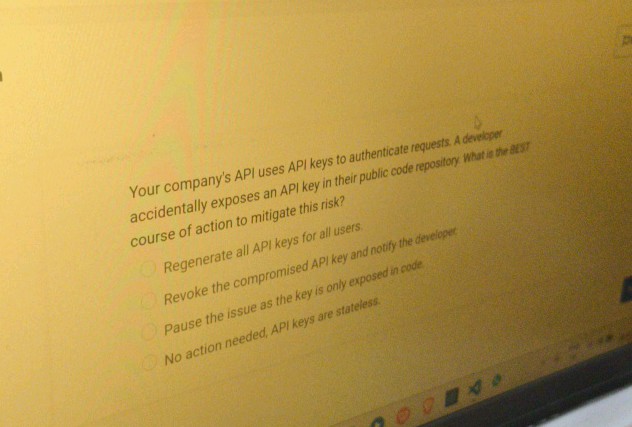 Your companys API uses API keys to | StudyX