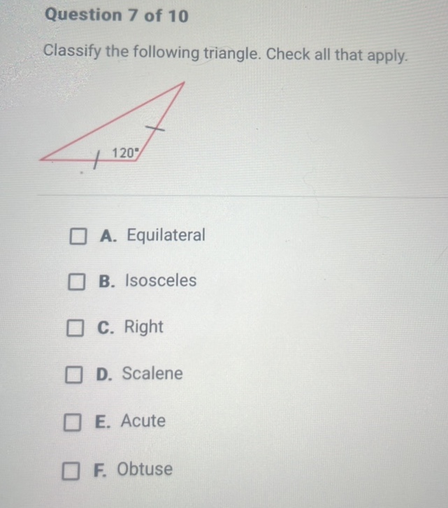 Question 7 of 10 Classify the following | StudyX