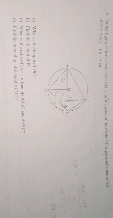 4 In the figure O is the center and AB is | StudyX