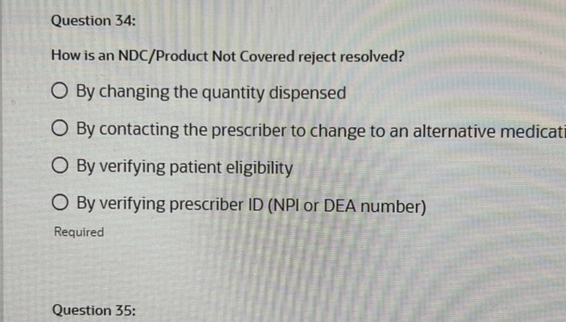 Question 34 How is an NDC/Product Not | StudyX