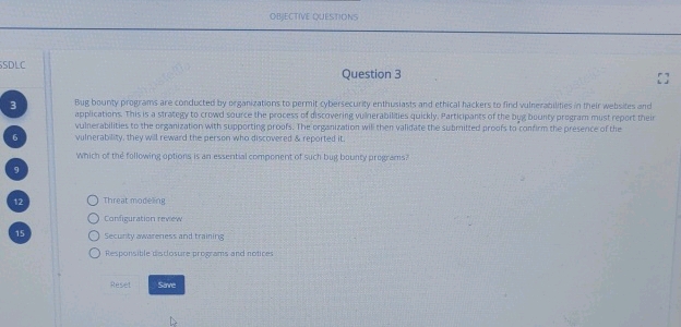 OBJECTIVE QUESTIONS SSDLC Question 3 3 6 9 | StudyX