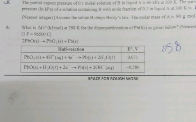 5 The partial vapour pressure of 01 molal | StudyX