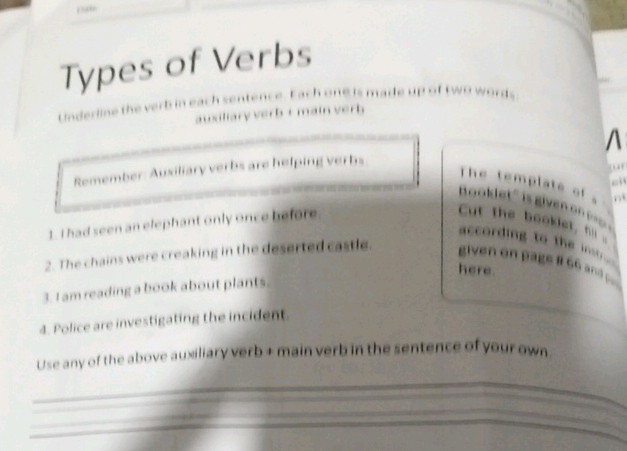 Types of Verbs ausiliary verf 1 main velf I | StudyX