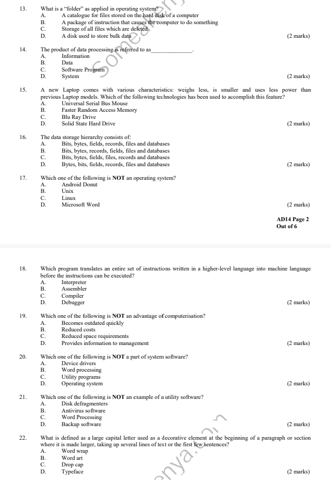 13 What is a folder as applied in operating | StudyX