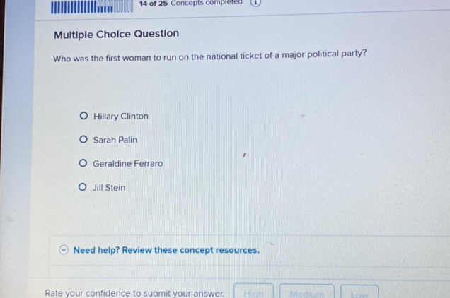 14 of 25 Concepts compreted Multiple Cholce | StudyX