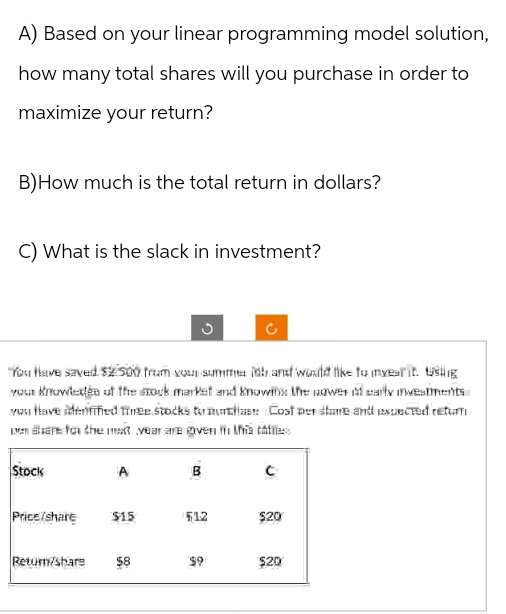 A) Based on your linear programming model | StudyX