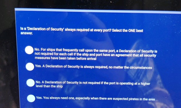 Is a Declaration of Security always | StudyX