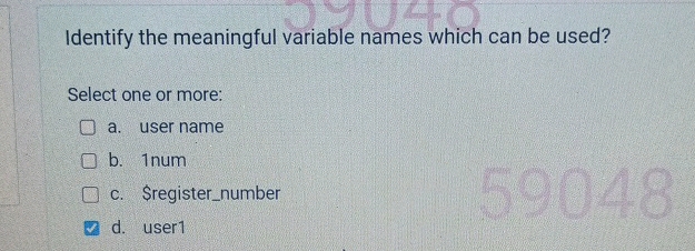 Identify the meaningful variable names | StudyX