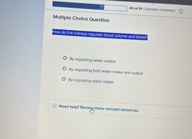 60 of 91 Concepts completed Multiple Cholce | StudyX