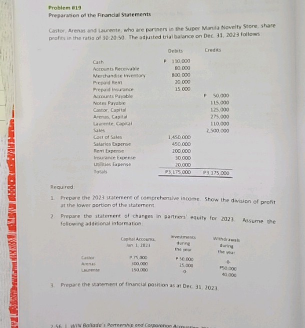 Problem 19 Preparation of the Financial | StudyX