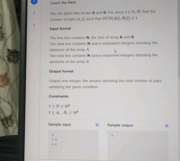 Count the Pairs 2 You are given two arrays | StudyX