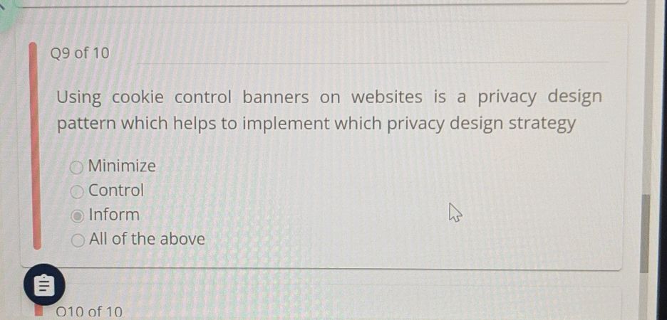 Q9 of 10 Using cookie control banners on