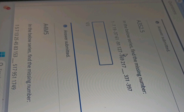 in the below series find the missing number | StudyX