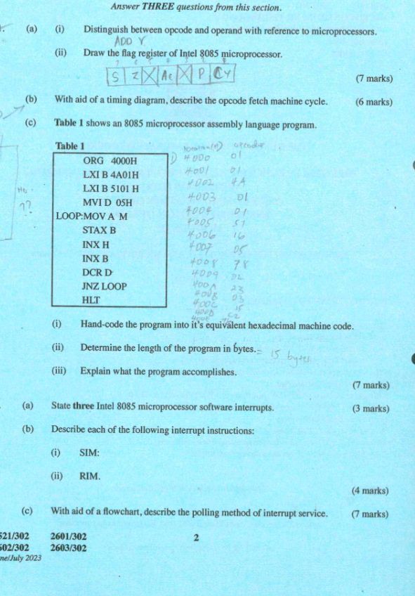 Answer THREE questions from this section | StudyX