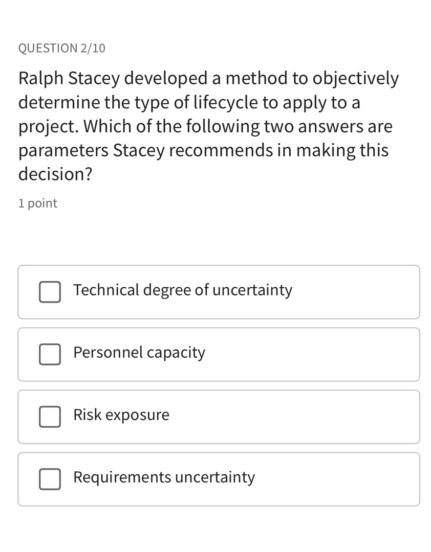QUESTION 2/10 Ralph Stacey developed a | StudyX
