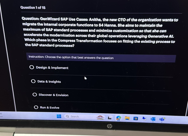 Question 1 of 15 Question GenWizard SAP Use | StudyX