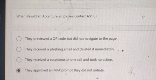 When should an Accenture employee contact | StudyX