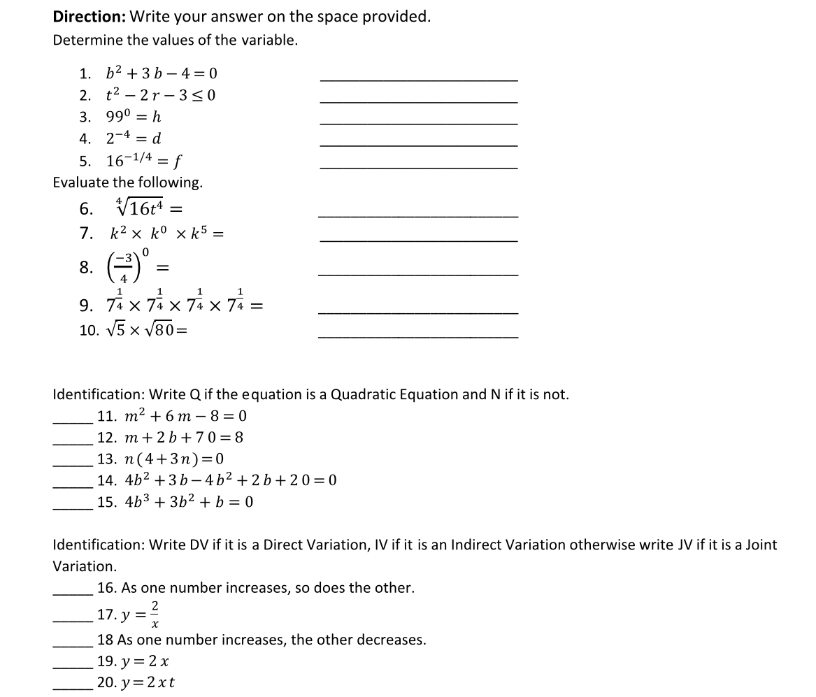 Direction Write your answer on the space | StudyX