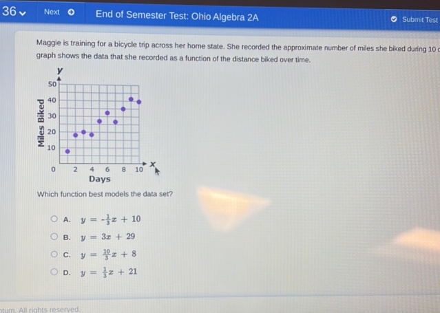 36 v Next End of Semester Test Ohio Algebra | StudyX