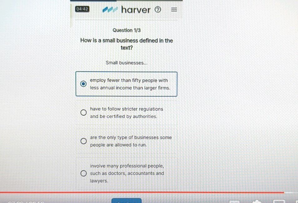 04 42 harver Question 1 / 3 How is a small | StudyX