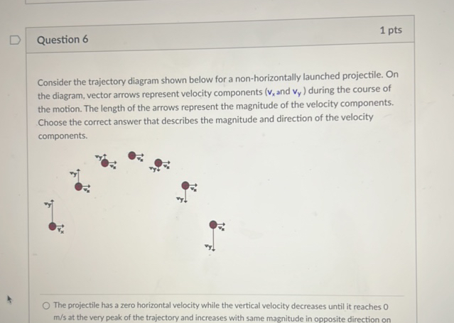 Question 6 1 pts Consider the trajectory | StudyX