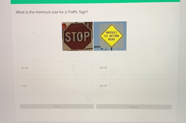 What is the minimum size for a Traffic Sign