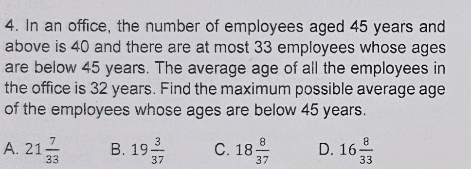 4 In an office the number of employees aged | StudyX