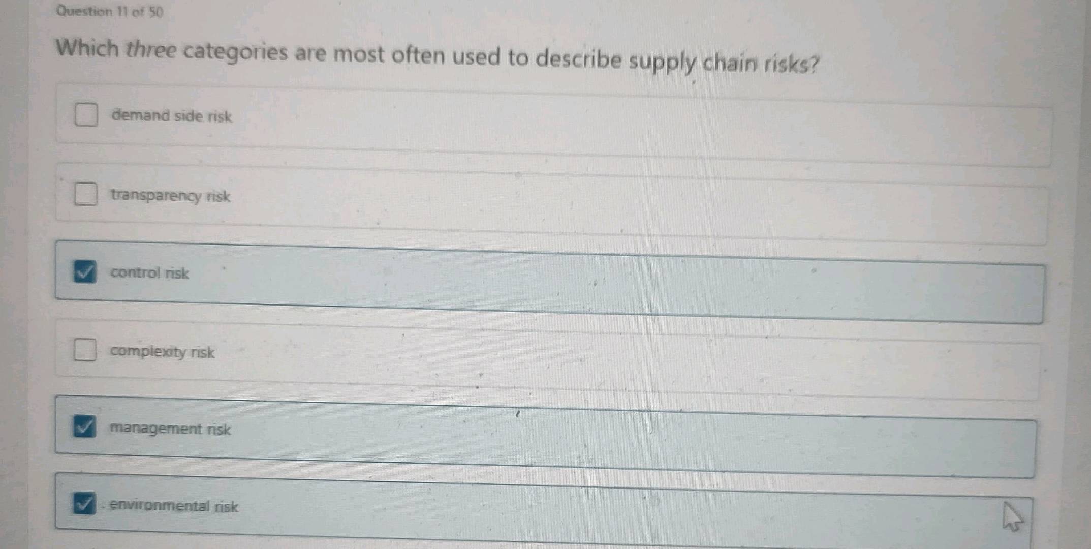 Question 11 of 50 Which three categories | StudyX