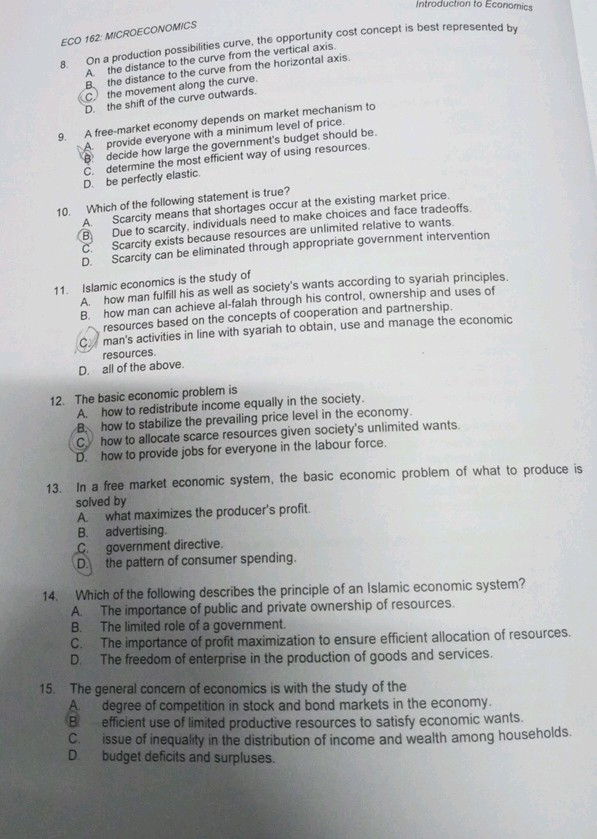 Introduction to Economics ECO 162 | StudyX