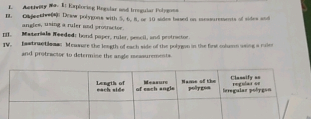 1 Aetivity No 1 Exploring Regular and | StudyX