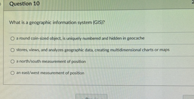 Question 10 What is a geographic | StudyX