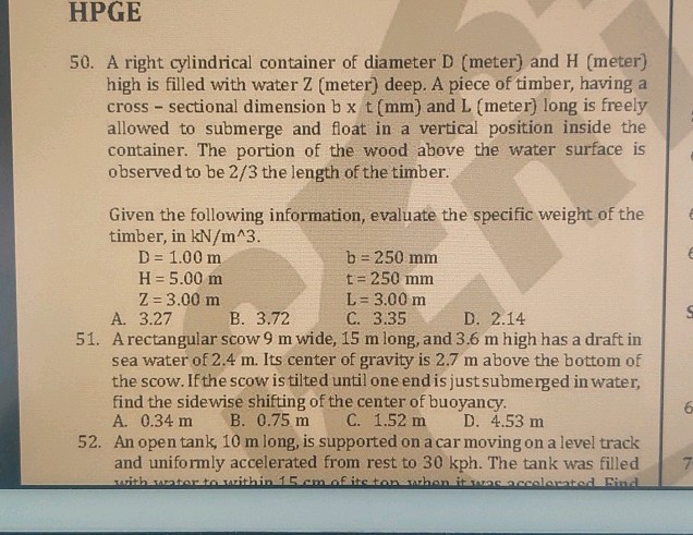 HPGE 50 A right cylindrical container of | StudyX