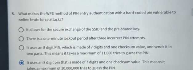 5 What makes the WPS method of PIN entry | StudyX