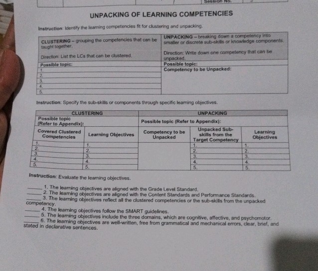 UNPACKING OF LEARNING COMPETENCIES | StudyX