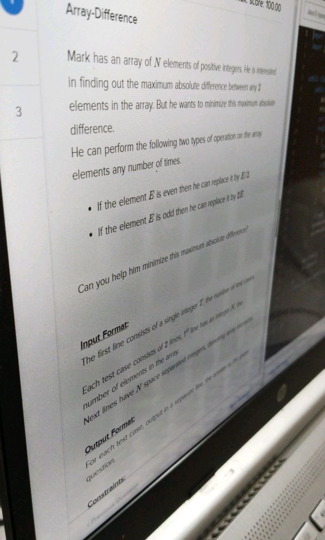 Array-Difference 2 Mark has an array of N | StudyX