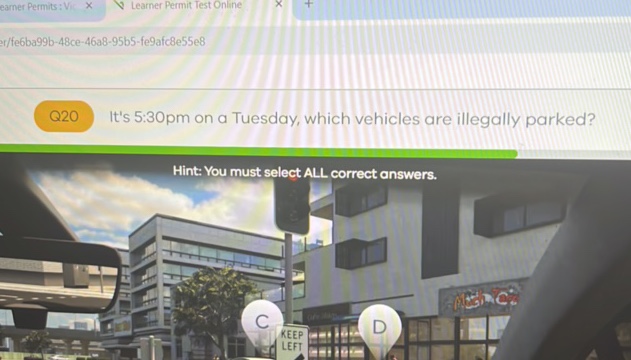Q20 Its 530pm on a Tuesday which vehicles