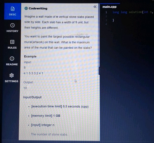 Codewriting DESC Imagine a wall made of n | StudyX