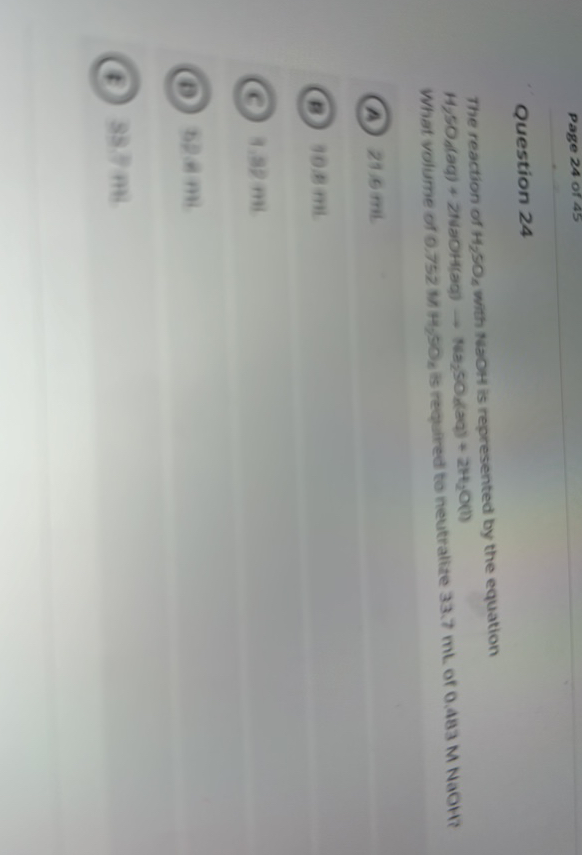 Page 24 of 45 Question 24 The reaction of | StudyX