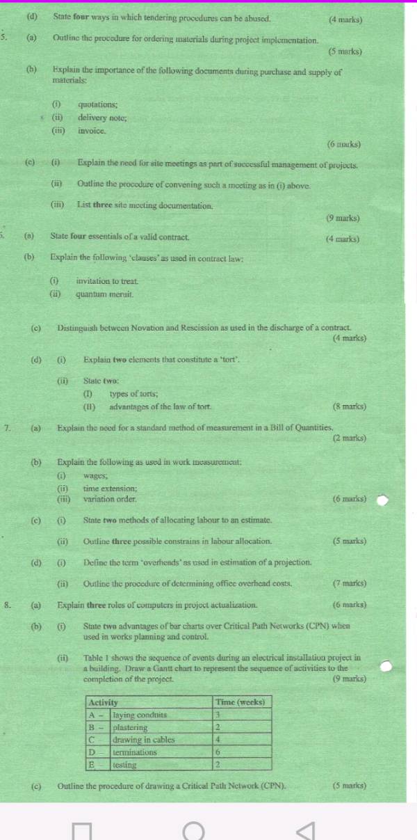 (d) State four ways in which tendering | StudyX