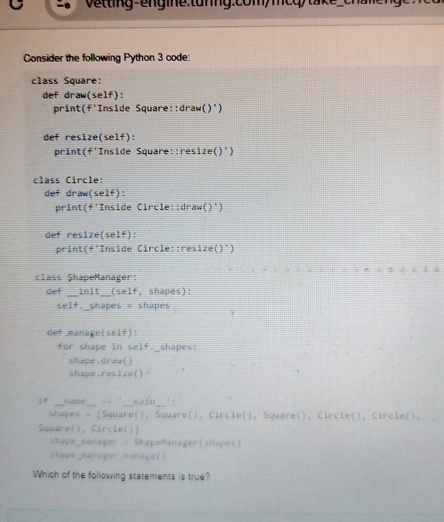 Consider the following Python 3 code elass | StudyX
