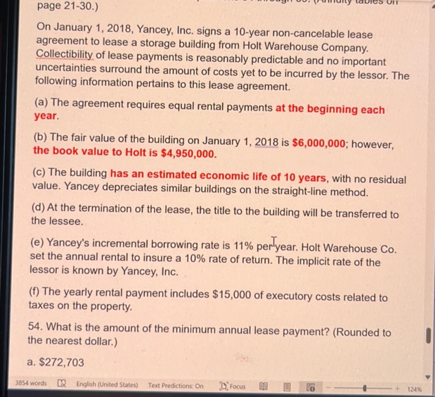 page 21-30) On January 1 2018 Yancey Inc | StudyX