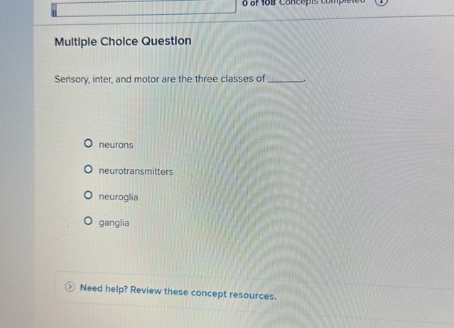 Multiple Choice Question Sensory inter and | StudyX