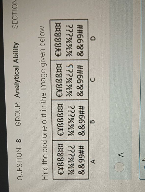 QUESTION 8 GROUP Analytical Ability SECTIOI | StudyX