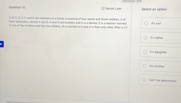 Attempted 4 / 78 Question 10 Revisit Later | StudyX